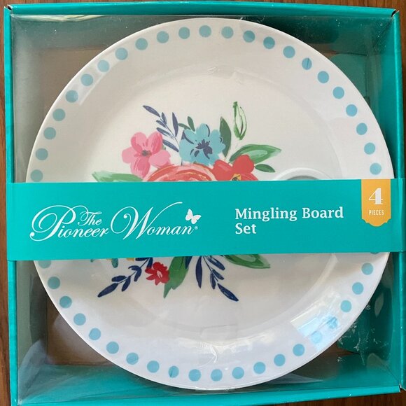 Party Supplies | Pioneer Woman Mingling Board Set Of 4 Holds Wine Glass ...